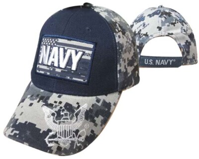 Official US Navy Licensed Cap Navy Embroidered on top US FLAG Camo | eBay