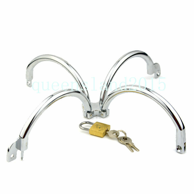 Cross Handcuffs Bondage Stainless Steel Wrist Cuffs with lock key New ...