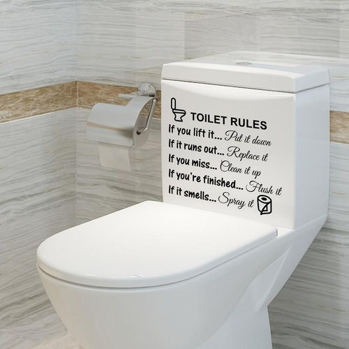 Letter Pattern Toilet Lid Sticker - Creative Vinyl Art Decal for ...