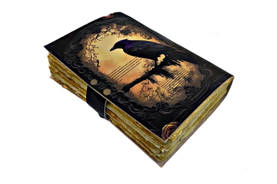 The Raven Leather Journal – Blank Spell Book of Shadows Grimoire ...