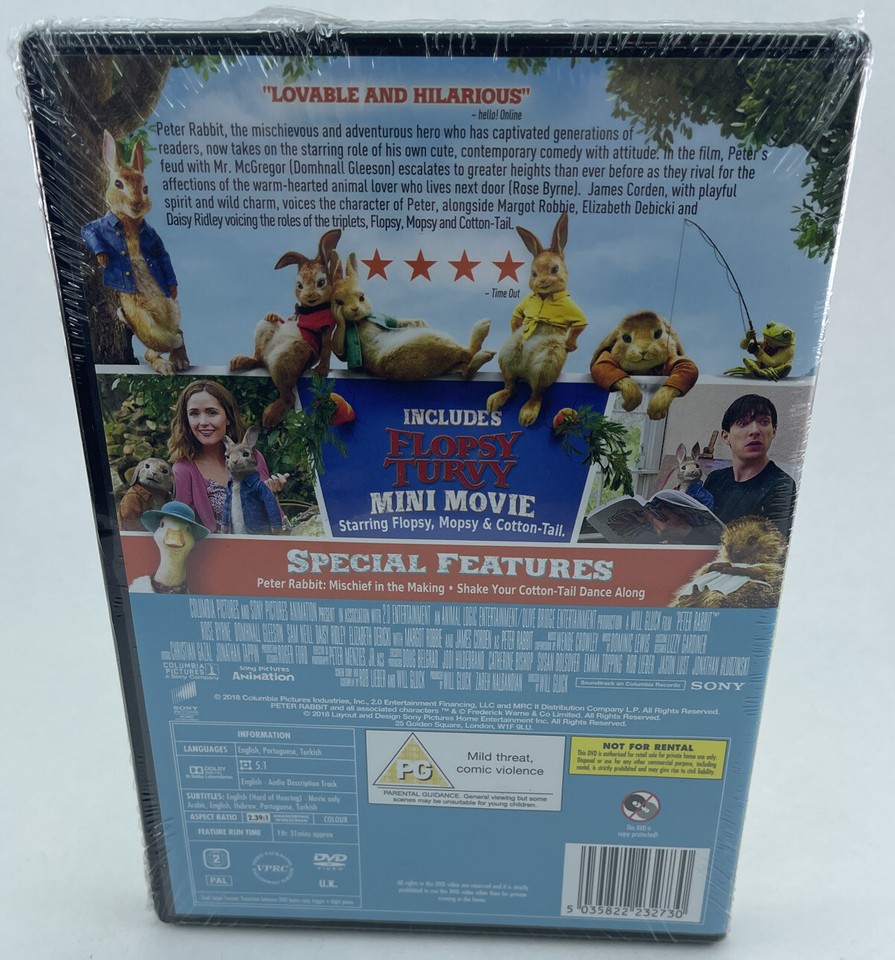 Peter Rabbit - New & Sealed DVD - Includes Flopsy Turvy Mini Movie ...