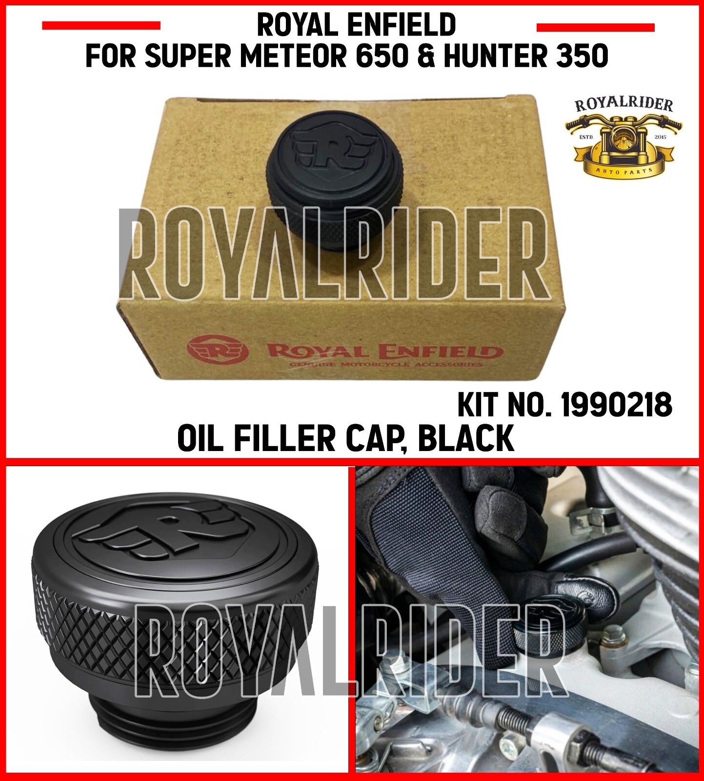 Royal Enfield " Öl Für Kappe, Schwarz Zoll Für Super Meteor 650 & Hunter