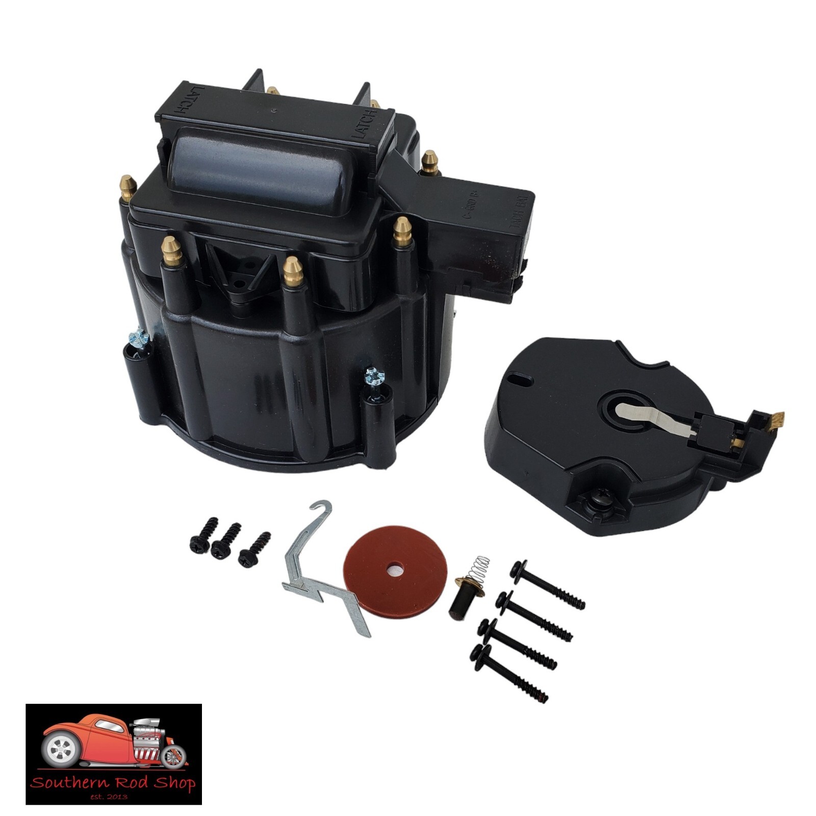 Chevy GM Black HEI Large Distributor Cap Rotor Kit SBC BBC 305 327 350 ...