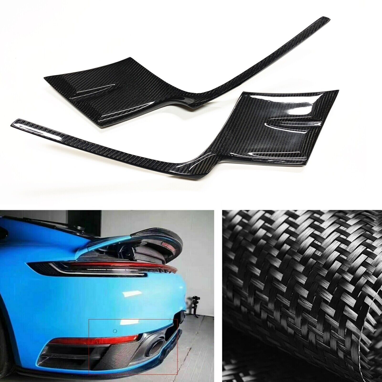 Rear Side Spoiler Splitter Cover For Porsche Carrera 992 2018-up Carbon ...