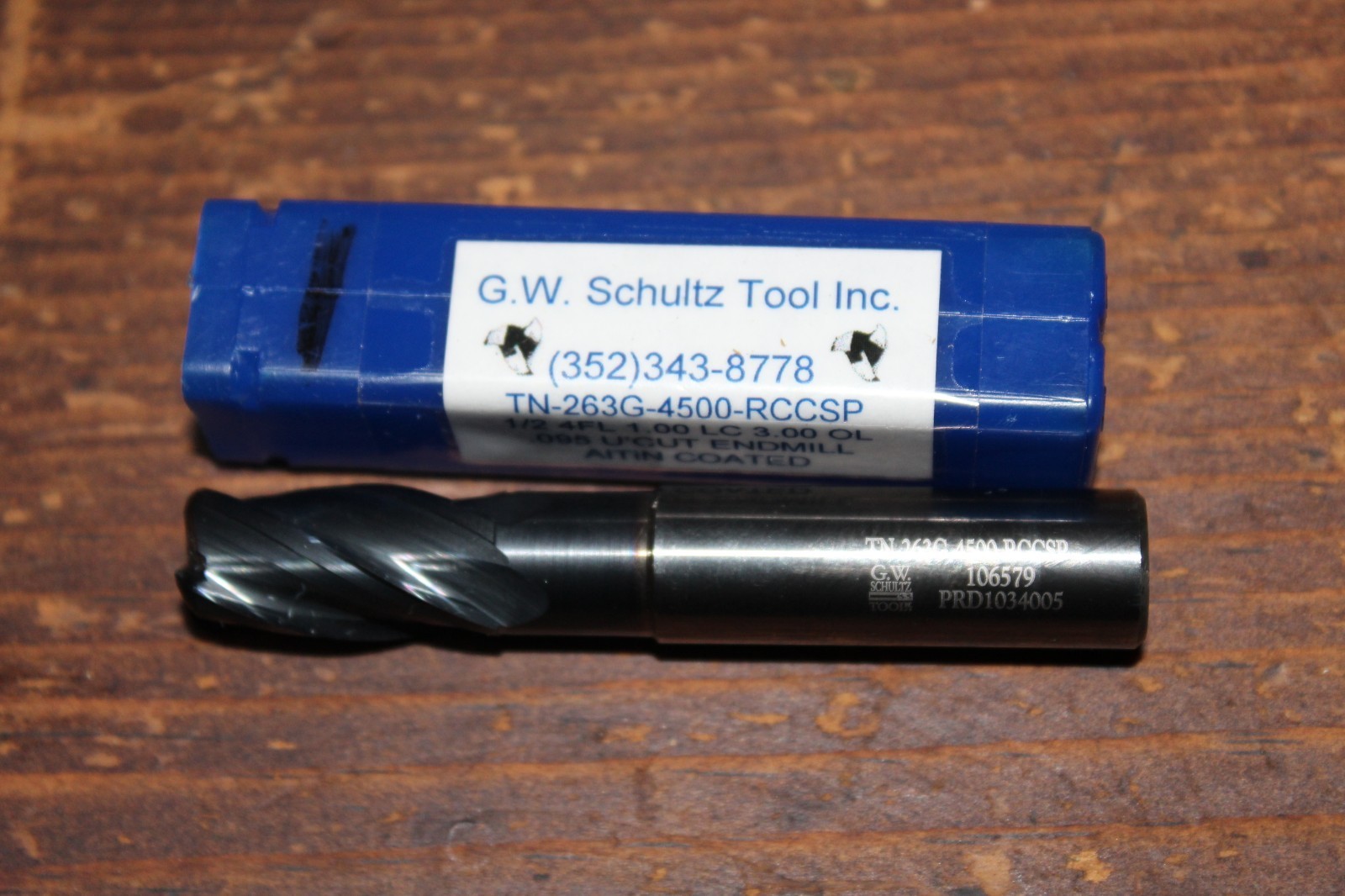 End Mill 1/2” Shaft, .095 Ucut, Aitin Coated, 4Flute, Schultz Tool, NIB ...