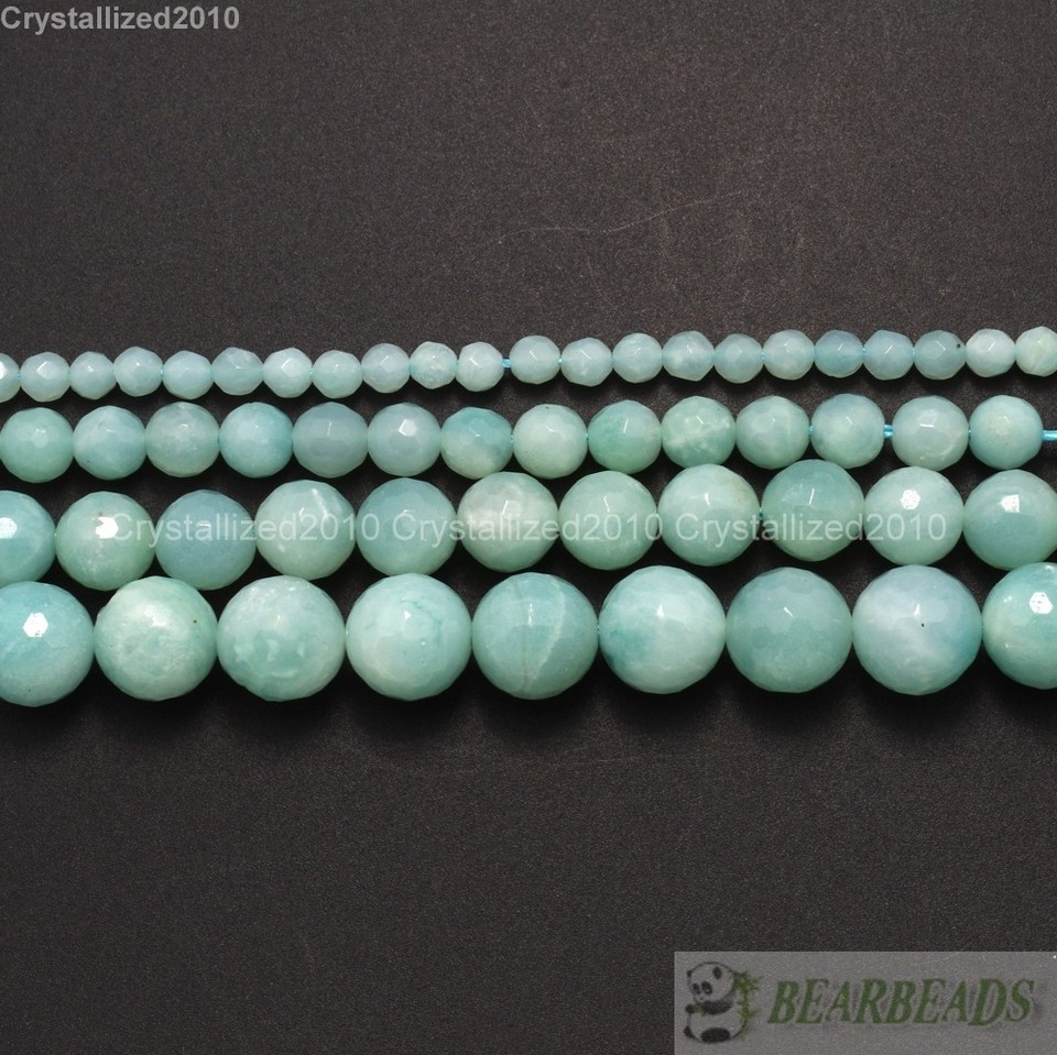 Natural Amazonite Gemstone Faceted Round Loose Beads 4mm 6mm 8mm 10mm 12mm 16" | eBay