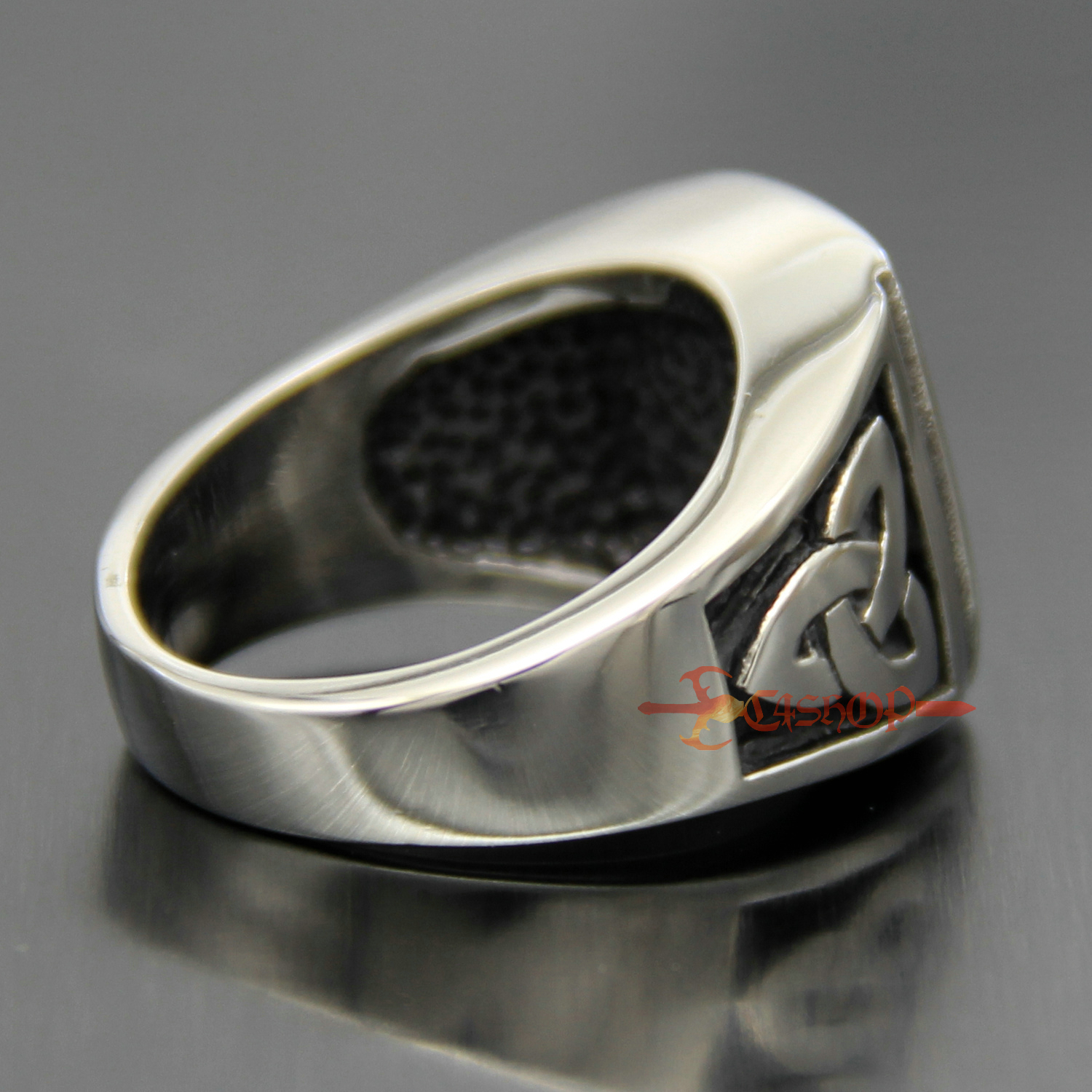 Retro Men Black Silver Stainless Steel Irish Celtic Knot Signet Ring ...