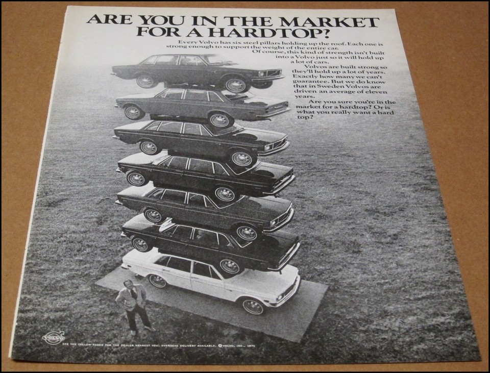 1971 Volvo Cars Print Ad Automobile Car Advertisement Page Vintage ...