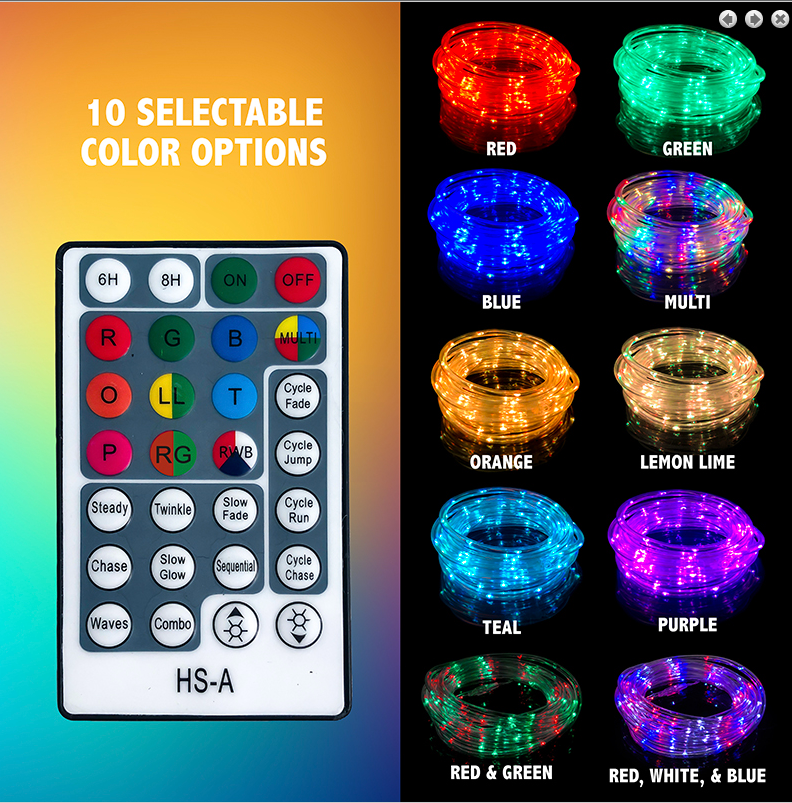 Flipo Indoor/Outdoor 100 LED Color Changing Rope Lights W/ Remote LAG ...