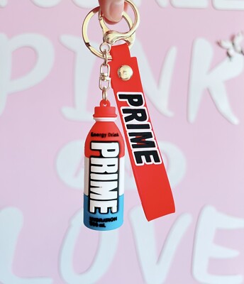 Prime Hydration Energy Drink Bottle Keychain Keyring Pendant Bag Pom ...