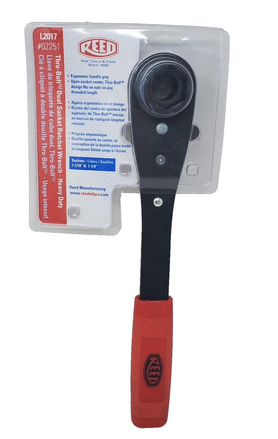 Reed Mfg L2017 Thru-Bolt Dual Socket Ratchet Wrench Heavy-Duty, 1-1/4 ...