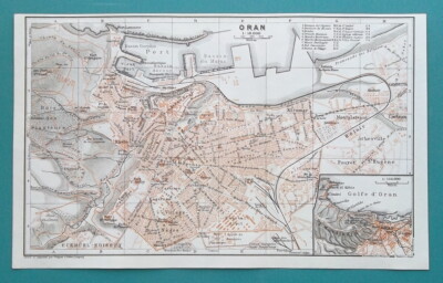 1934 MAP 6 x 10" (15 x 25 cm) - ORAN City Plan Algeria Africa | eBay