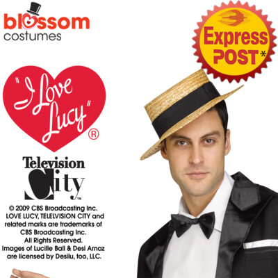 AC722 Ricky Ricardo I Love Lucy 1920'S Hat Straw Skimmer Boater Costume ...
