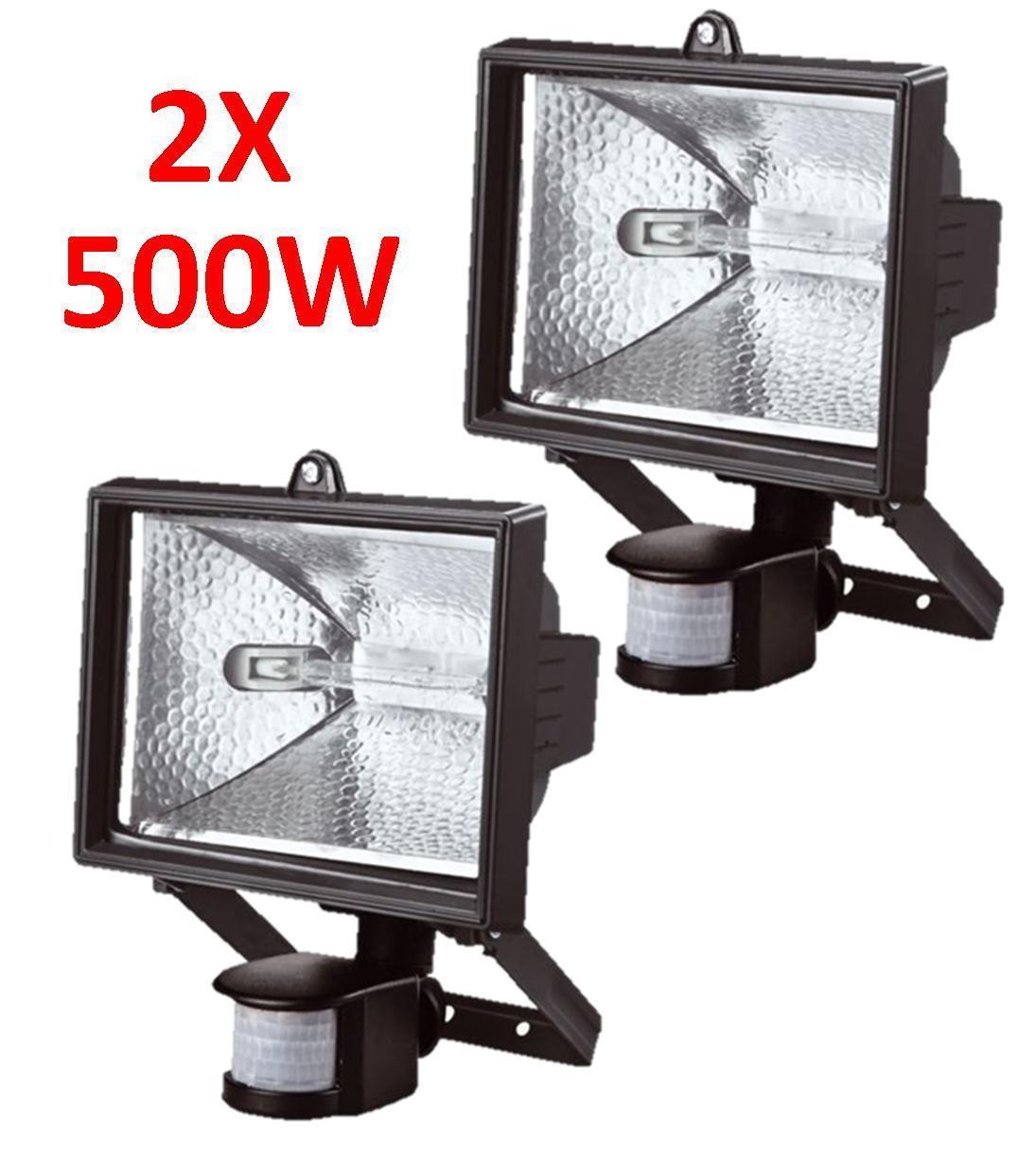 2X 150 / 500W FLOODLIGHT OUTDOOR HALOGEN SENSOR SECURIT LIGHT PIR ...