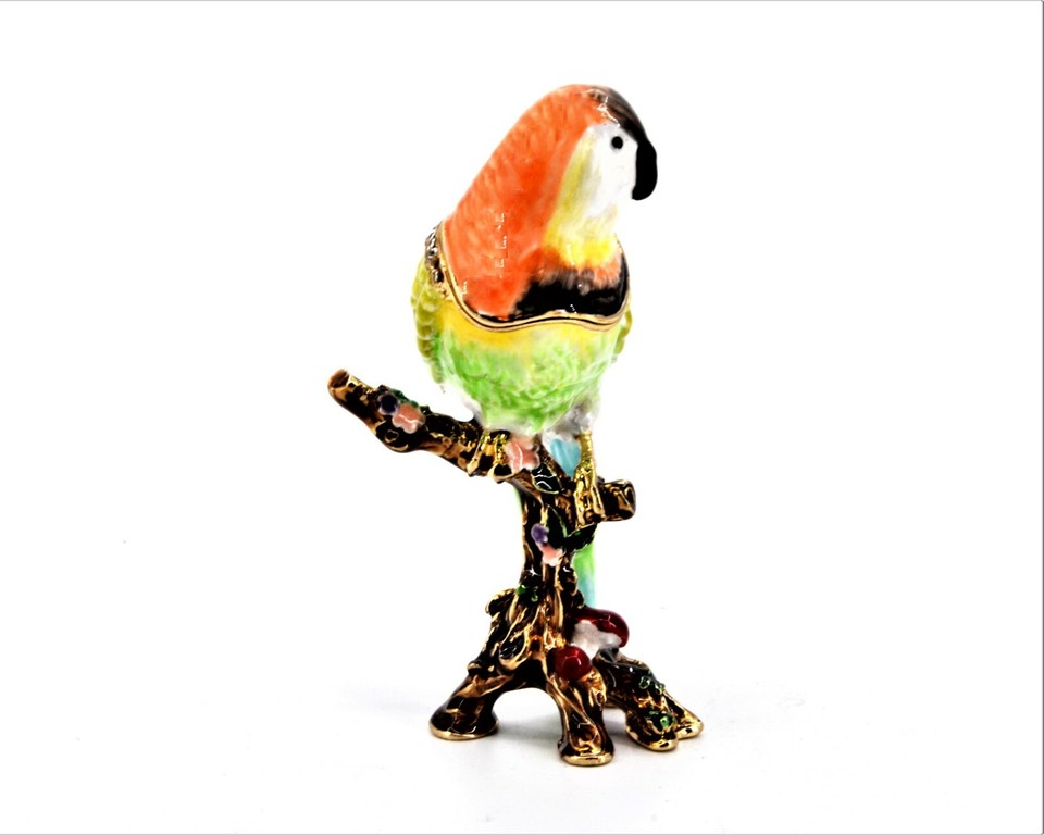 Bejeweled Parakeet on Branch Trinket Box. Made with Swarovski Crystals ...