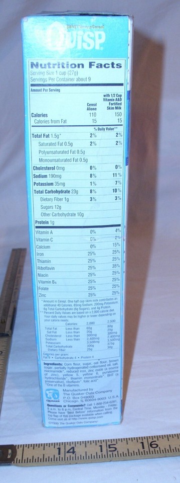 QUAKER QUISP CEREAL BOX 1998 WITH WATCH OFFER | eBay