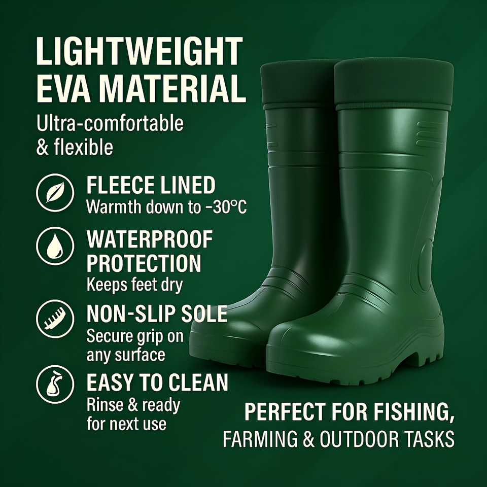 Lightweight EVA Thermal Boots -35°C | Hunting & Outdoor Wellies Green 7 ...