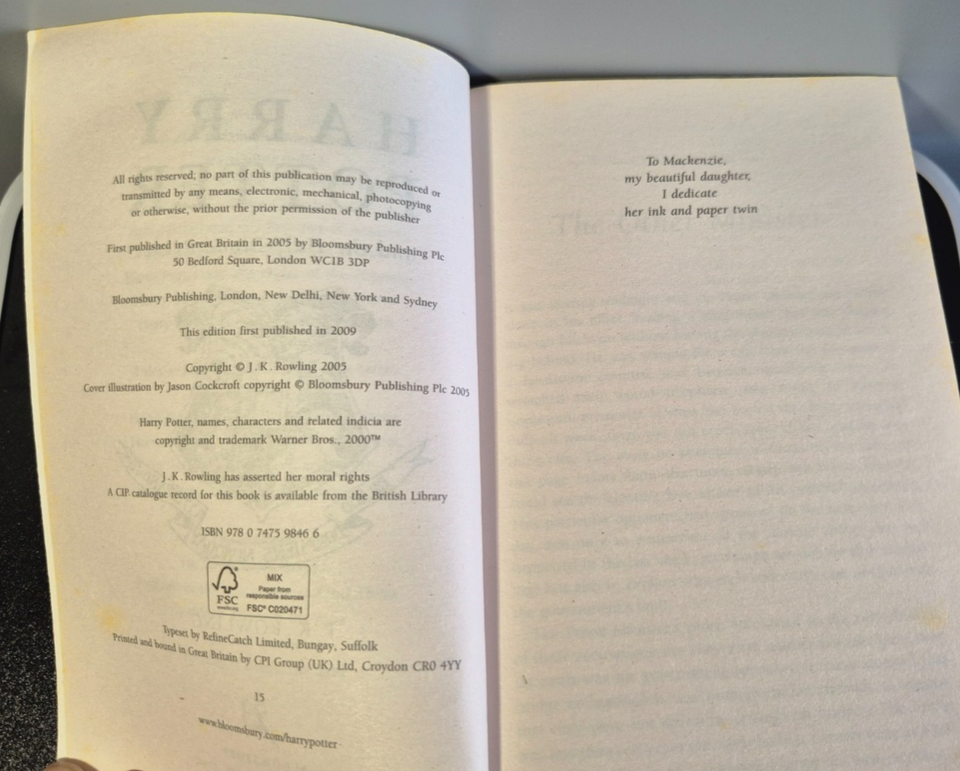 HARRY POTTER AND THE HALF BLOOD PRINCE J.K. Rowling Paperback 2009 15th ...