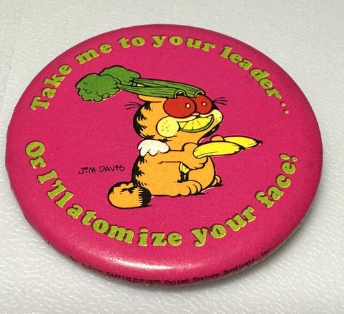 Vintage Garfield Cartoon Cat Comic Strip Humor Funny Comedy Pin Pinback ...