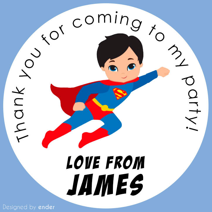 Sheet of Personalised Superman Party Stickers for Sweet Cones | Matte ...