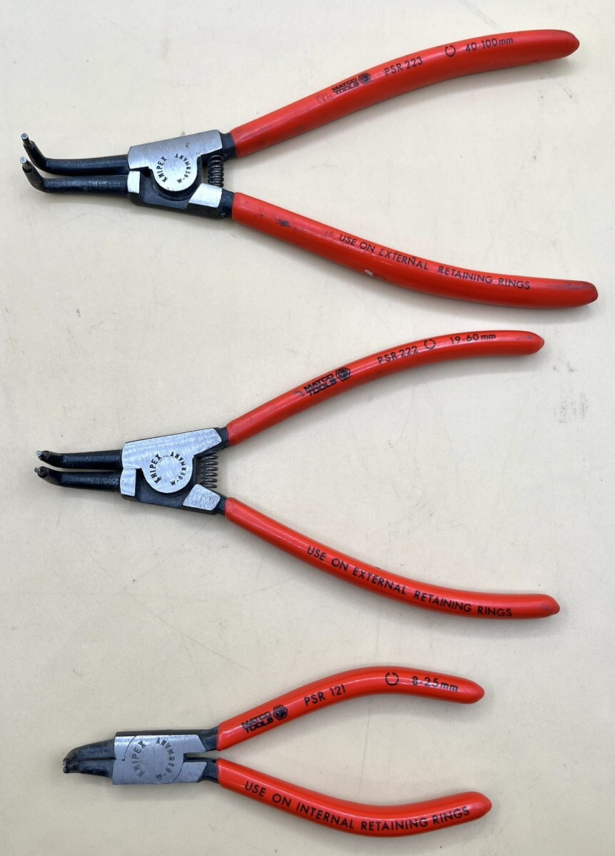 MATCO TOOLS PSR BENT NOSE RETAINING RING PLIERS 3PC SET- 121 222 223 ...