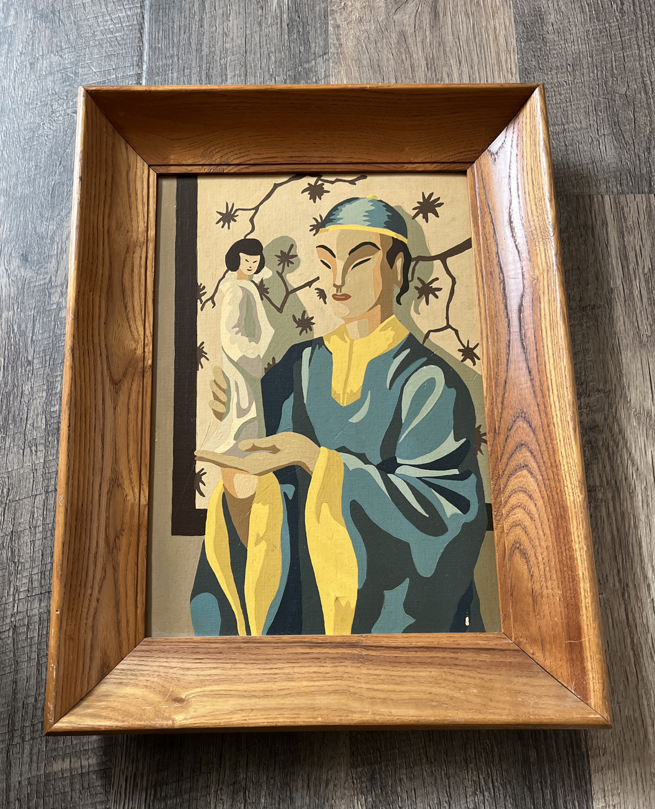 Framed 1952 Paint By Number PBN Painting Classic Oriental Asian Geisha ...