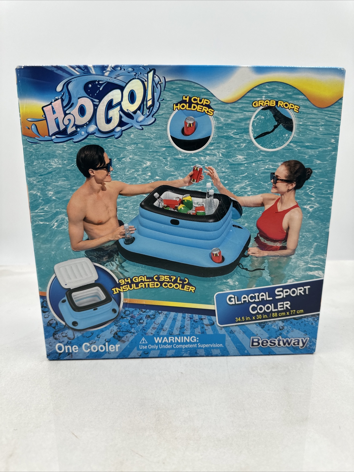 H2O Go! Glacial Sport Coolers Blue NEW. 9.4 Gallon 4 Cup Holders and ...