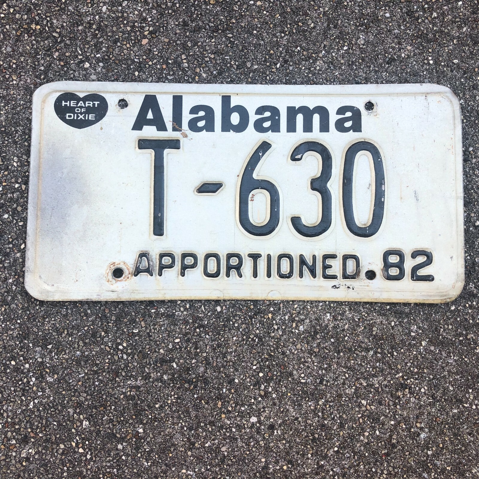 Alabama 1982 White w Black Letters Apportioned License Plate #T-630 | eBay