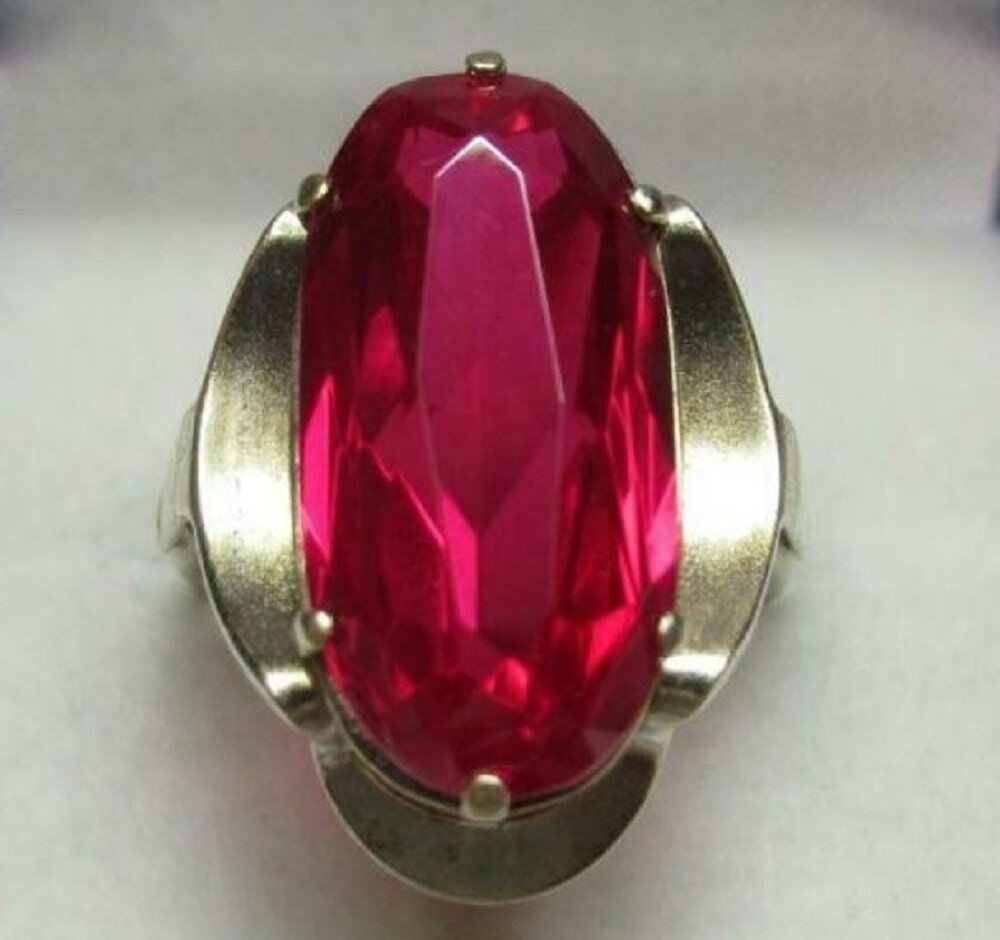 Chic Vintage Russian Ruby Stone Ring Sterling Silver … - Gem