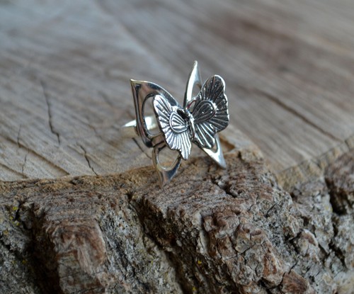 Butterfly ring, sterling silver ring, silver butterfly ring, size 5.75 ...