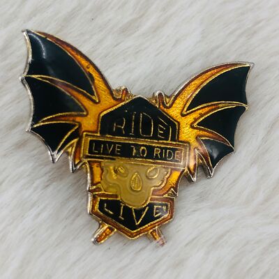 Vtg Live to Ride Batwing Skull Motorcycle Jacket Lapel Pin | eBay