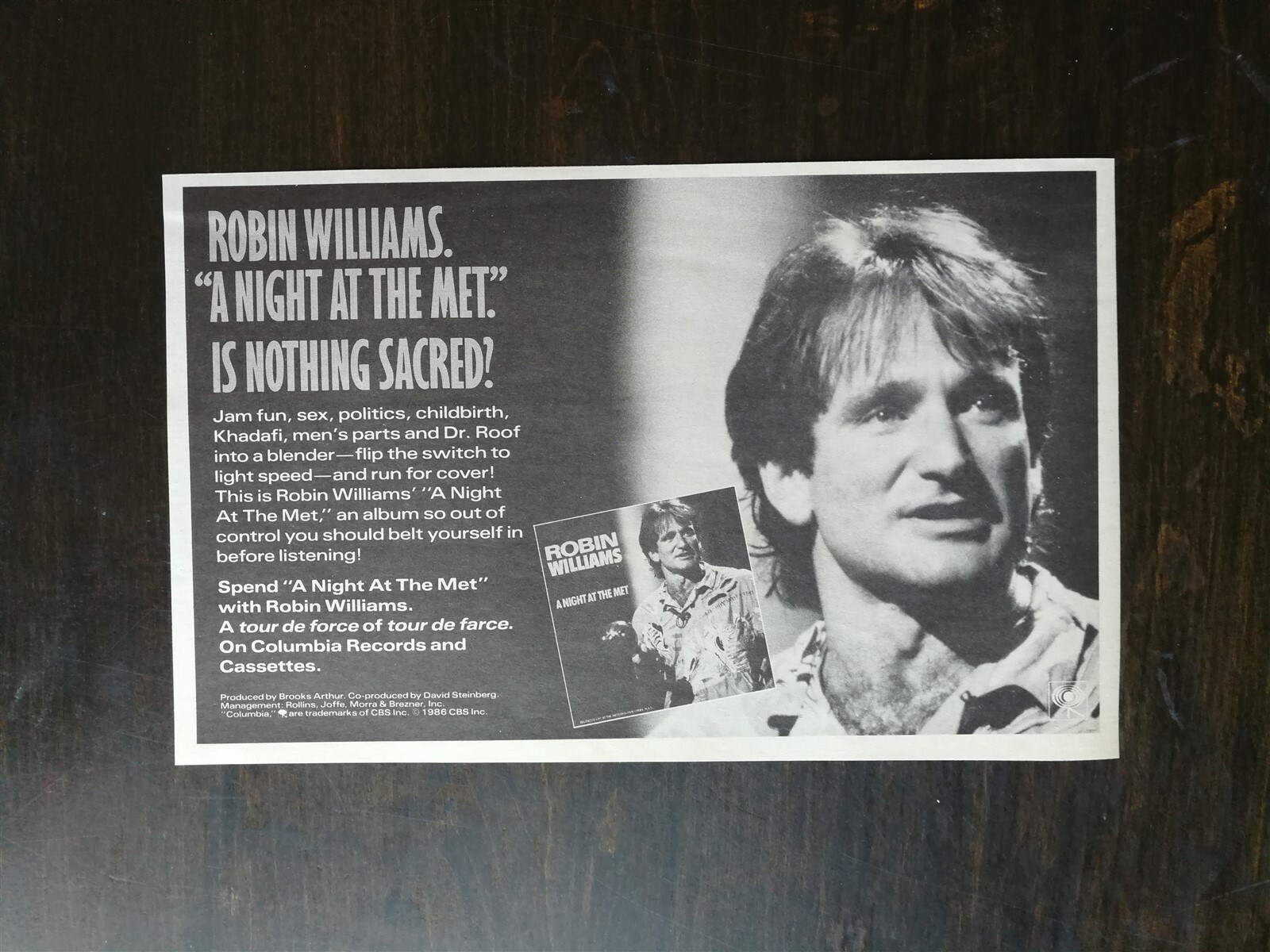 Vintage 1986 Robin Williams A Night At The Met Album Original Ad | eBay