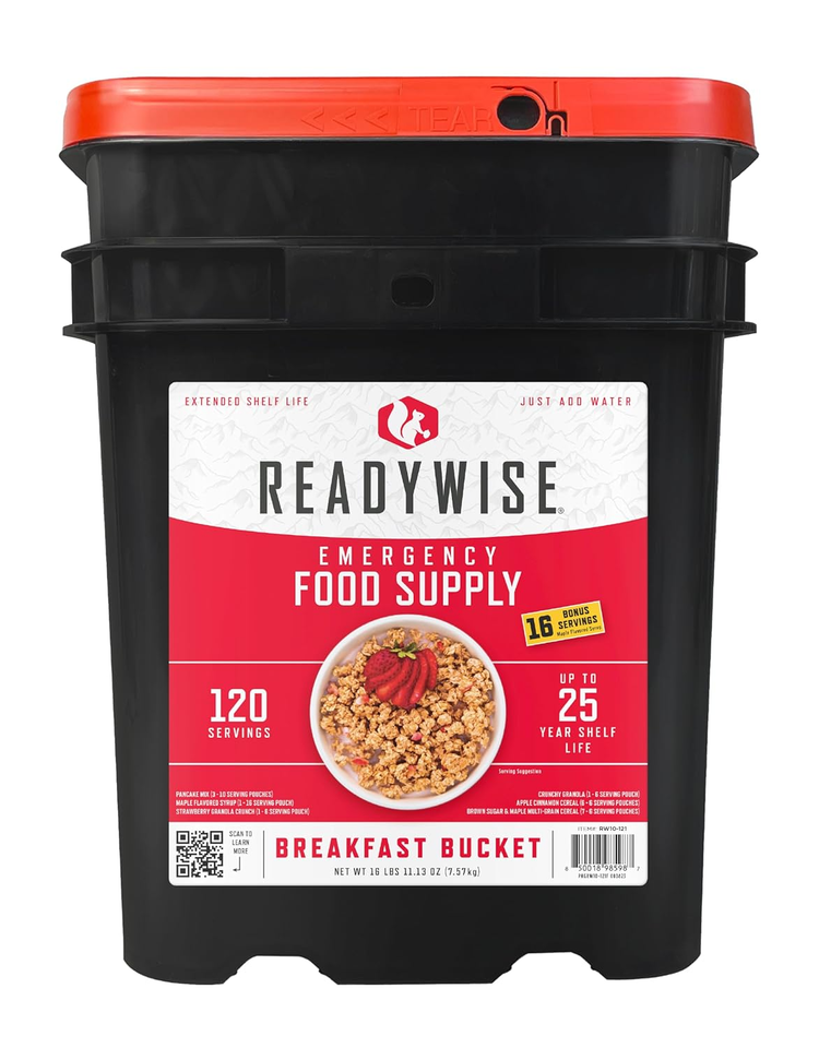 READYWISE Variety Pack Bucket, 104 Servings, Emergency, MRE Meal ...