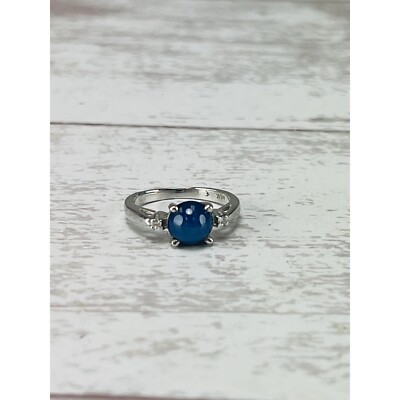 Retro 14k White Gold Blue Star Sapphire and Diamond Ring Vintage 585 | eBay