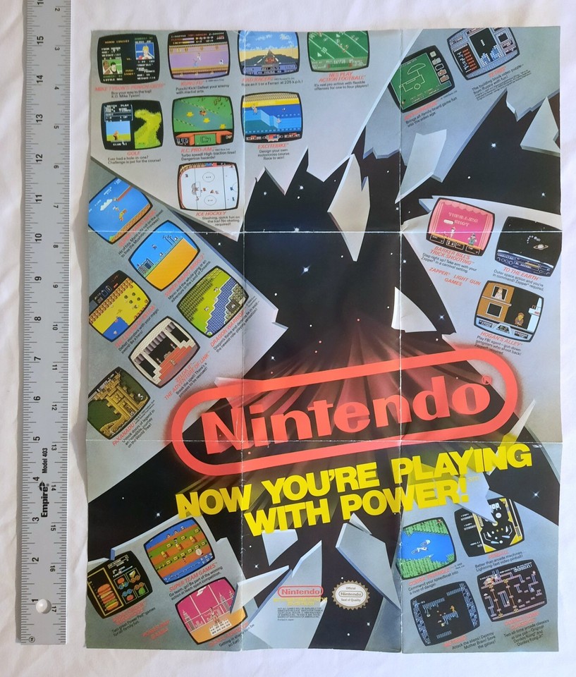 Vintage Nintendo NES ' Now Your Playing With Power ' Fold Out Poster ...