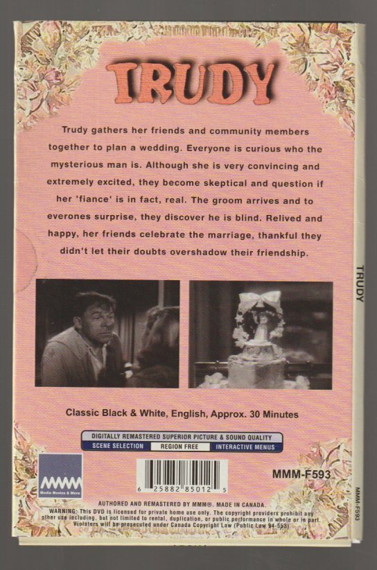 TRUDY DVD Stars Actress Joan Fontaine & Hans Conried Four Star ...