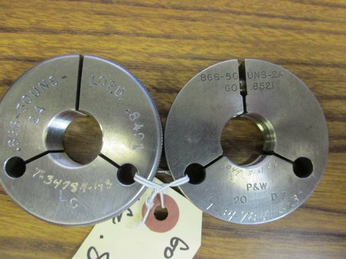 Go and No Go Thread Ring Gage Set .866"-50 UNS-2A | eBay