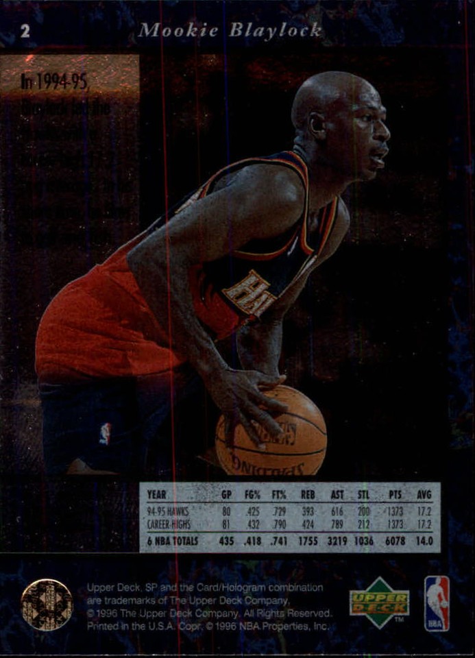 1995-96 SP Atlanta Hawks Basketball Card #2 Mookie Blaylock | eBay