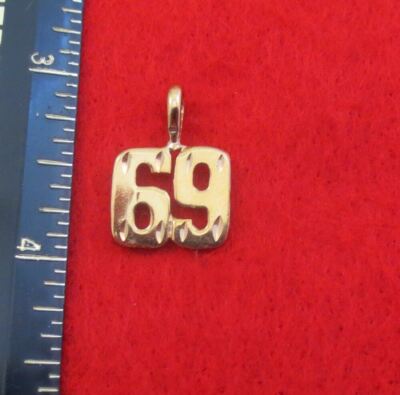 14KT GOLD PLATED NUMBER "69" DIAMOND-CUT CHARM | eBay