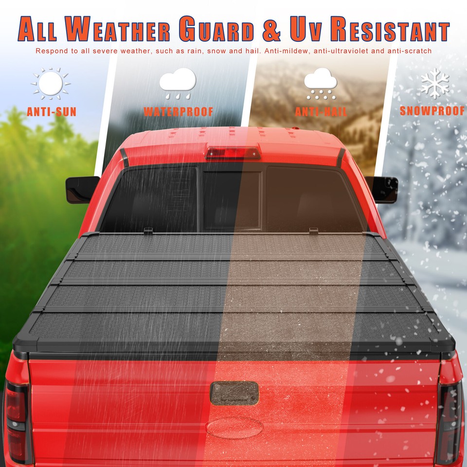 Hard 4-Fold Tonneau Cover For 2019-2025 Silverado Sierra 1500 5.8FT ...