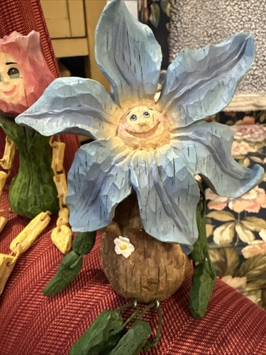 Vintage Set of 2 Anthropomorphic Flower Shelf Sitters Jointed Rose ...