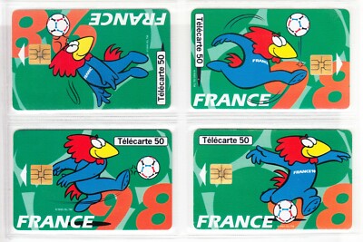 4 PHONE CARD SET / TELECARTE FRANCE PACK SPORT SOCCER FOOTBALL TOPIC ...
