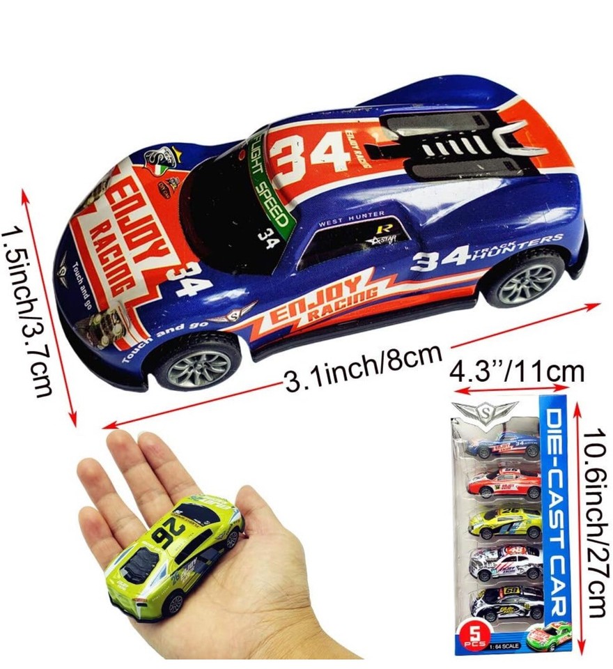Pull Back Racing Cars Die Cast Race Car Vehicles,3 Inch Metal Friction ...