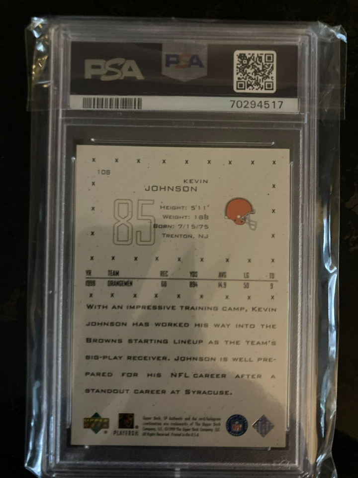 1999 SP Authentic #108 Kevin Johnson Rookie Card RC PSA 9 MINT #/d 0202 ...