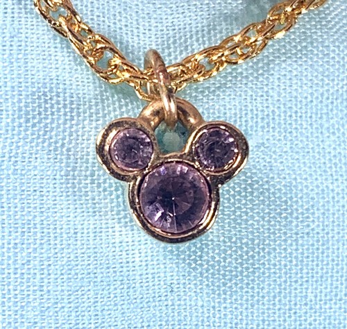 Minnie Mouse Necklace Disney Parks Faux Amethyst June Birthstone Gold ...