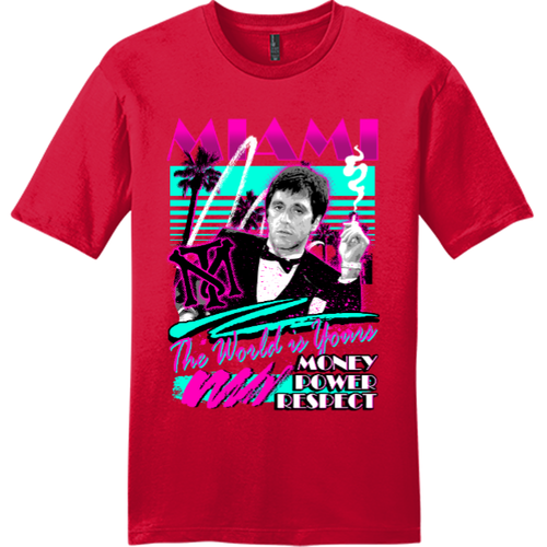 NUOVO ART SOCIETY SCARFACE MIAMI VICE MAGLIETTA ROSSO SMALL-4XLARGE ...