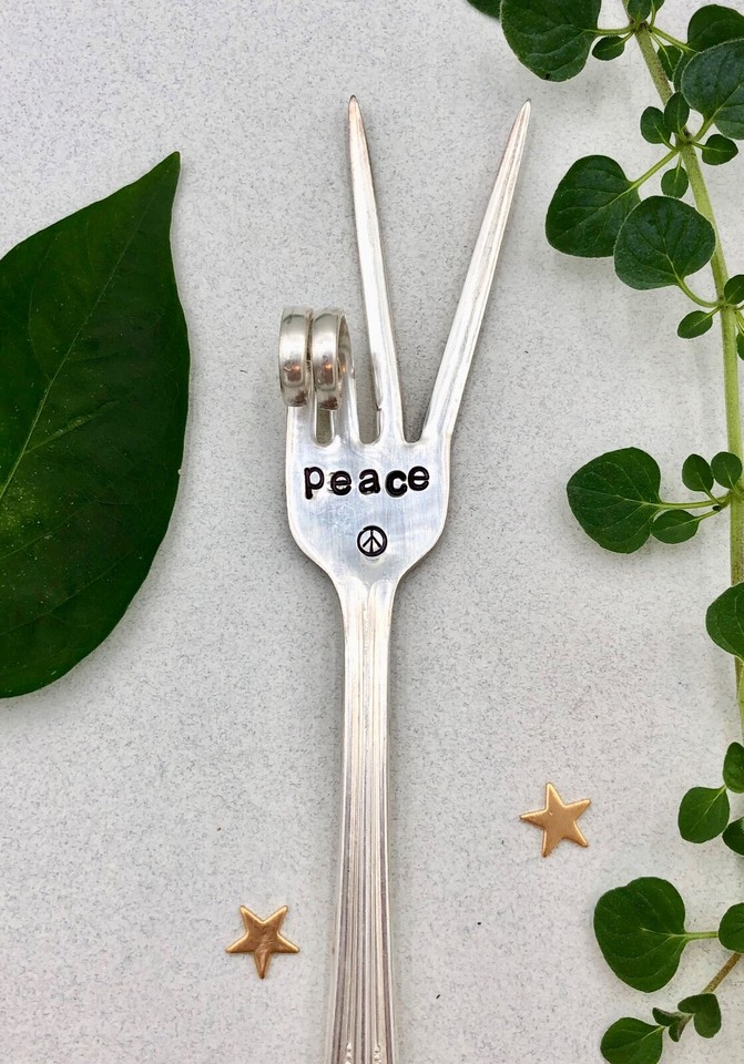 Garden Marker Plant, Peace Sign fork, recycled silverplate, Plants ...