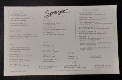SPAGO Restaurant menu, BELLAGIO Hotel LAS VEGAS, World Famous .2 | eBay