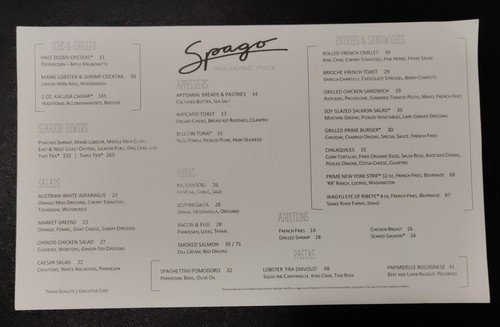 SPAGO Restaurant menu, BELLAGIO Hotel LAS VEGAS, World Famous .2 | eBay