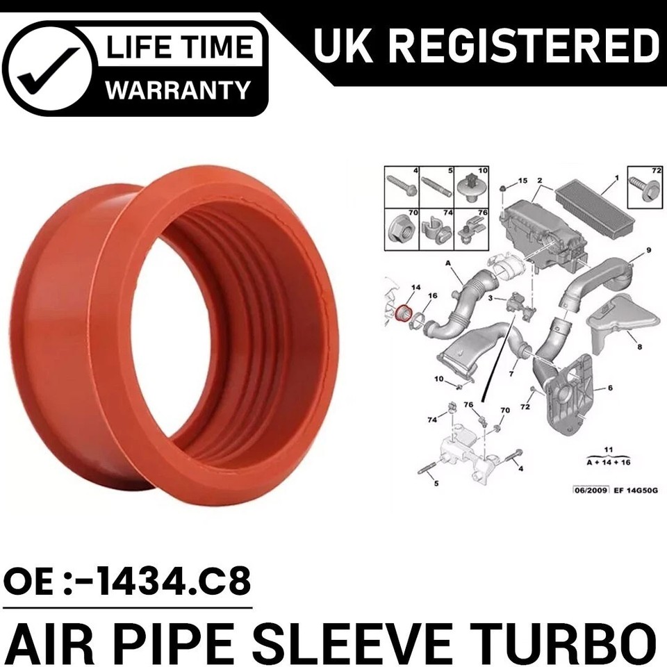TURBO AIR PIPE SLEEVE FOR CITROEN C2 C3 C4 PICASSO BERLINGO 1.6 HDI ...